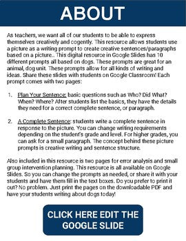 Dogs Picture Prompt Writing (Google Classroom) – Roombop