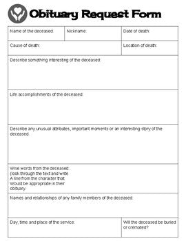Character Obituary - For Any Literature (Editable in Google Slides ...