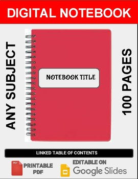 Digital Notebook For Any Subject (100 Pages - Google Slides) – Roombop