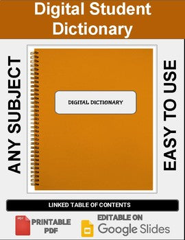 Digital Student Dictionary (Editable on Google Slides) Distance Learni ...