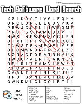 Tech Software Word Search: 3 Difficulties – Roombop