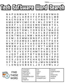 Tech Software Word Search: 3 Difficulties – Roombop