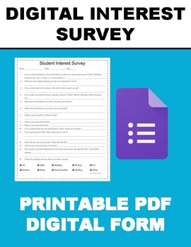 Digital Interest Survey Back To School (Editable on Google Forms) Dist ...