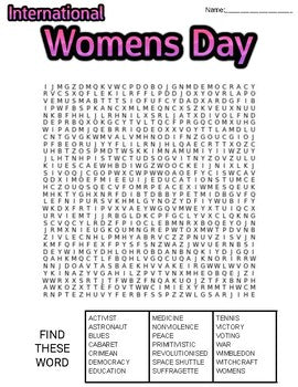 International Women's Day Word Search: 3 Difficulties – Roombop